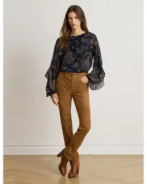 Ralph Lauren Georgette Ruffle Trim Blouse
