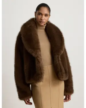 Ralph Lauren Faux Fur Shawl Collar Coat