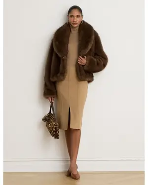 Ralph Lauren Faux Fur Shawl Collar Coat