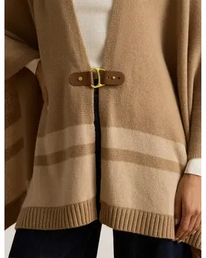 Ralph Lauren Buckle Trim Wool And Cashmere Poncho Sweater
