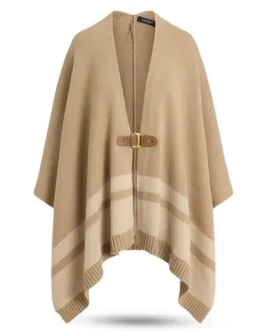 Ralph Lauren Buckle Trim Wool And Cashmere Poncho Sweater