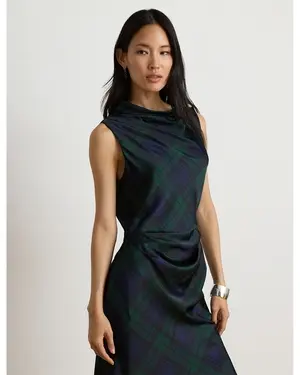 Ralph Lauren Black Watch Satin Charmeuse Dress