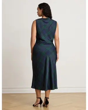 Ralph Lauren Black Watch Satin Charmeuse Dress