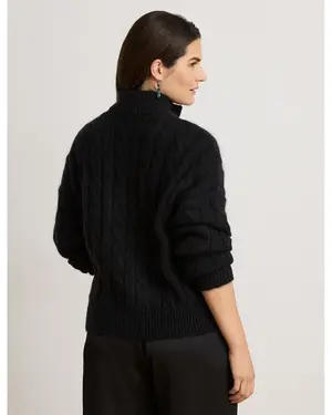 Ralph Lauren Cable Funnel Neck Quarter Zip Sweater