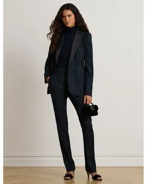 Ralph Lauren Black Watch Satin Trim Twill Blazer