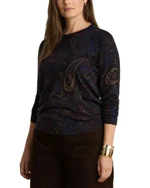 Ralph Lauren Cotton Blend Paisley Print Sweater