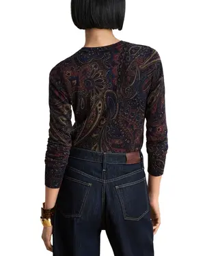Ralph Lauren Cotton Blend Paisley Print Sweater