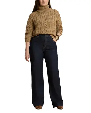 Ralph Lauren Cotton Marled Turtleneck Cable Knit Sweater
