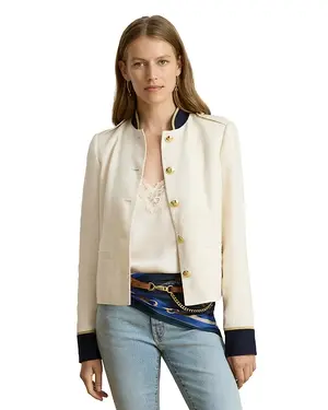Ralph Lauren Color Blocked Linen Jacket - Mascarpone/navy