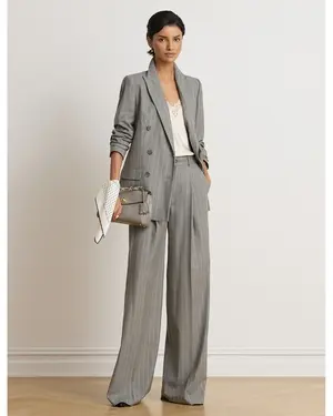 Ralph Lauren Twill Pinstripe Double Breasted Blazer