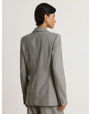 Ralph Lauren Twill Pinstripe Double Breasted Blazer