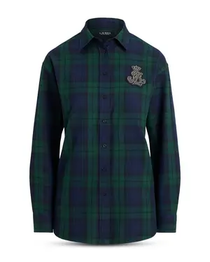 Ralph Lauren Cotton Rhinestone Logo Patch Shirt