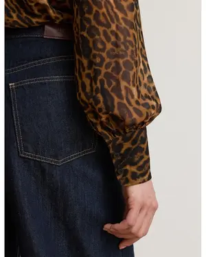 Ralph Lauren Printed Chiffon Tie Neck Blouse
