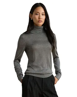 Ralph Lauren Metallic Turtleneck Sweater - Black/silver Metallic