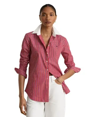 Ralph Lauren Striped Cotton Classic Fit Shirt - Red/blue Multi