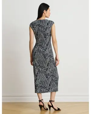 Ralph Lauren Paisley Stretch Jersey Cap Sleeve Dress