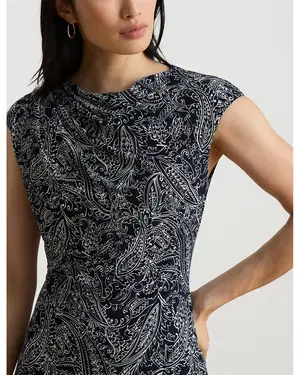 Ralph Lauren Paisley Stretch Jersey Cap Sleeve Dress