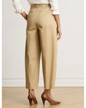 Ralph Lauren Cotton Twill Pleated Barrel Pants