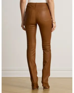 Ralph Lauren High Rise Slim Straight Leather Pants