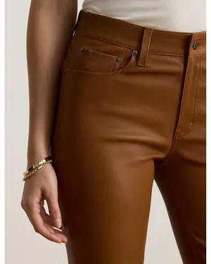 Ralph Lauren High Rise Slim Straight Leather Pants