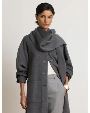 Ralph Lauren Double Faced Scarf Trim Coat