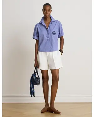 Ralph Lauren Striped Cotton Cropped Shirt