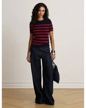 Ralph Lauren Striped Crewneck Sweater - Navy/red