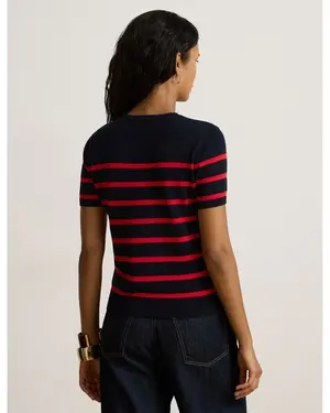 Ralph Lauren Striped Crewneck Sweater - Navy/red