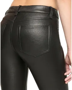 RE/DONE Leather Slim Fit Mid Rise Straight Leg Jeans