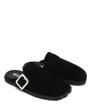 NAKED WOLFE Lola Suede Mules - Black