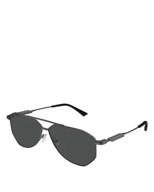 Bottega Veneta Classic Pilot Sunglasses, 60mm - Rutenium