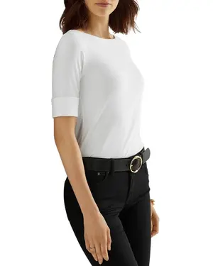 Ralph Lauren Elbow Sleeve Boat Neck Top
