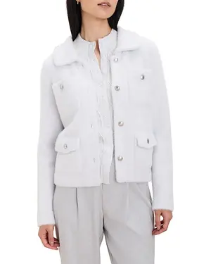 NIC+ZOE Fuzzy Patch Pocket Jacket - Silver