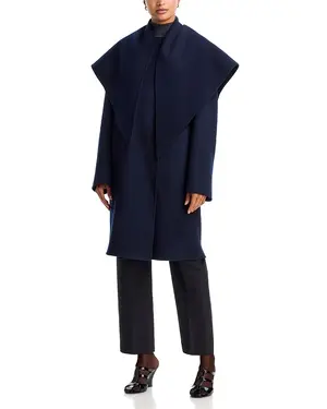 TOTEME Wool Scarf Double Coat - Navy