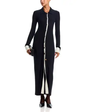 TOTEME Contrast Trim Knit Shirtdress