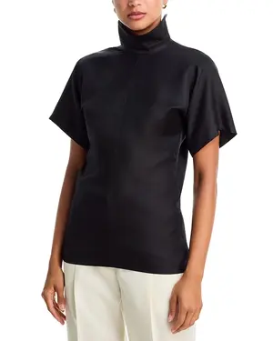 TOTEME Reverse-collar Slouch Silk Top - Black