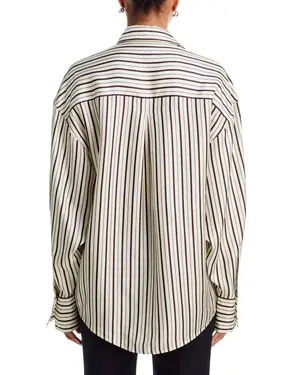 TOTEME Oversized Striped Silk Button Up Shirt