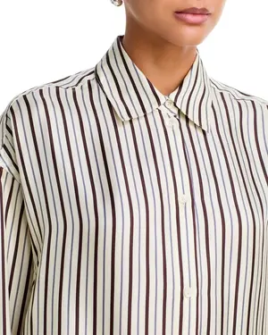 TOTEME Oversized Striped Silk Button Up Shirt