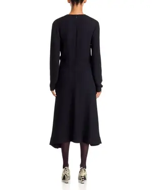 TOTEME Draped Long Sleeve Midi Dress - Black