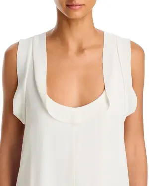 TOTEME Ribbed Trim Scoop Neck Dress - Ecru