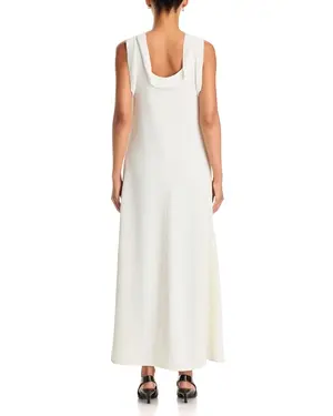 TOTEME Ribbed Trim Scoop Neck Dress - Ecru
