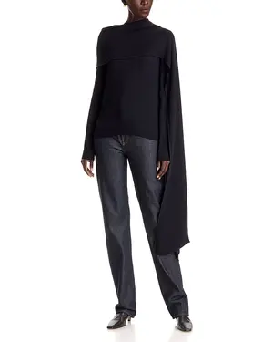 TOTEME Draped Scarf Asymmetric Hem Top - Black