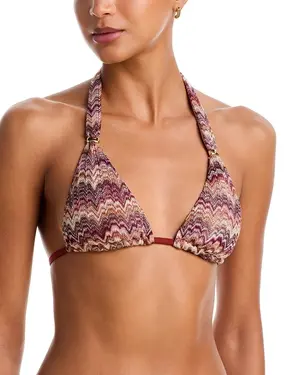 Aqua Halter Bikini Top Exclusive - Multi Knit
