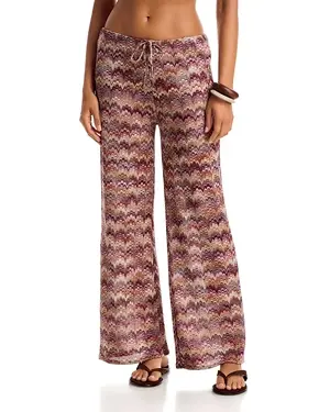 Aqua Printed Pull On Swim Cover-up Pants Exclusive - Multi Knit