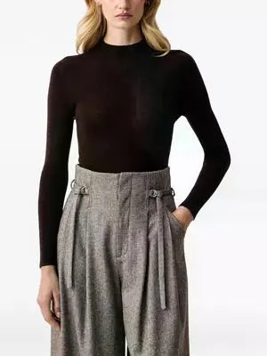 ISABELLE BLANCHE Ribbed-knit Mock-neck Sweater - Brown