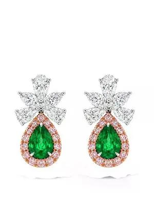 HYT JEWELRY Emerald And Diamond Earrings - Silver