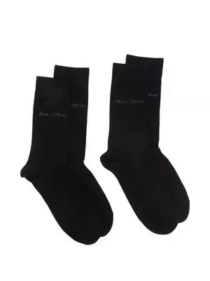 Marc O'polo Logo-print Ribbed-cuff Socks - Black