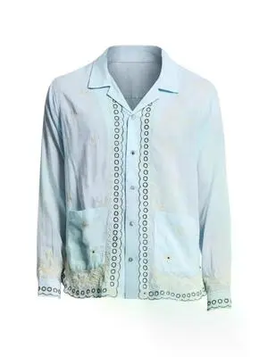 BAZISZT Langa Embroidered Shirt - Blue