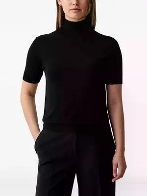 KAOS Roll-neck Short-sleeve Wool T-shirt - Black