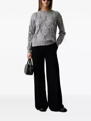 KAOS Sequin-embellished Feather-trim Sweater